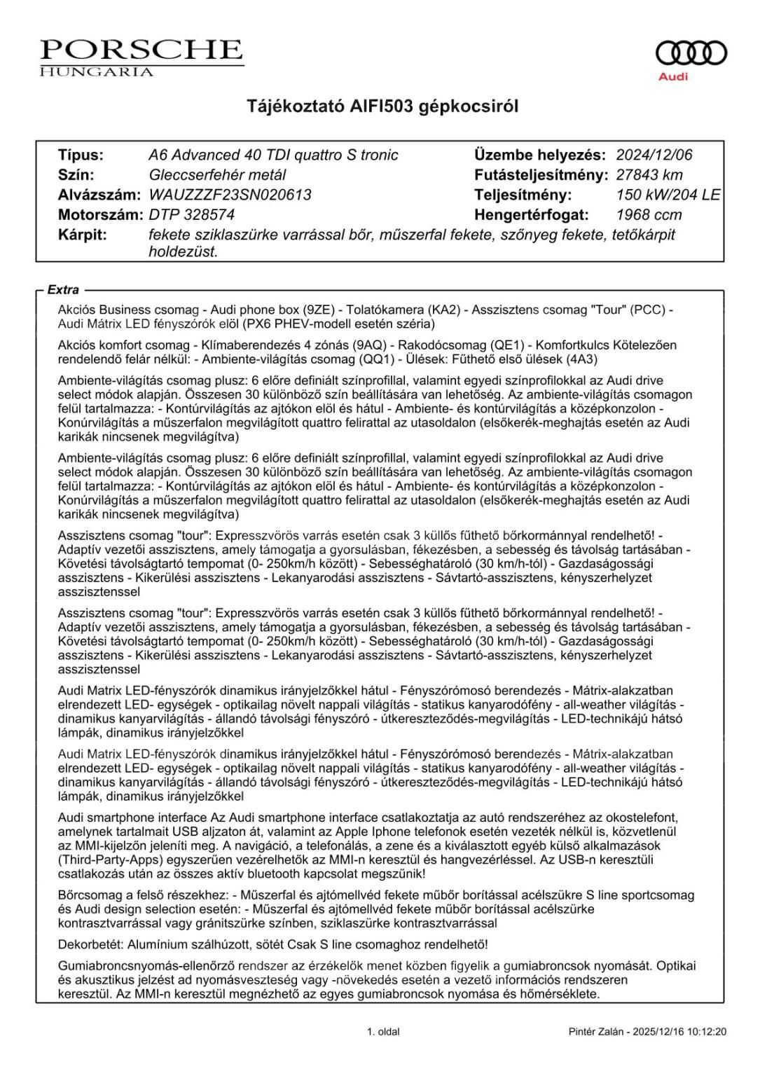 Eladó AUDI A6 Sedan (2024) | Használtauto.hu