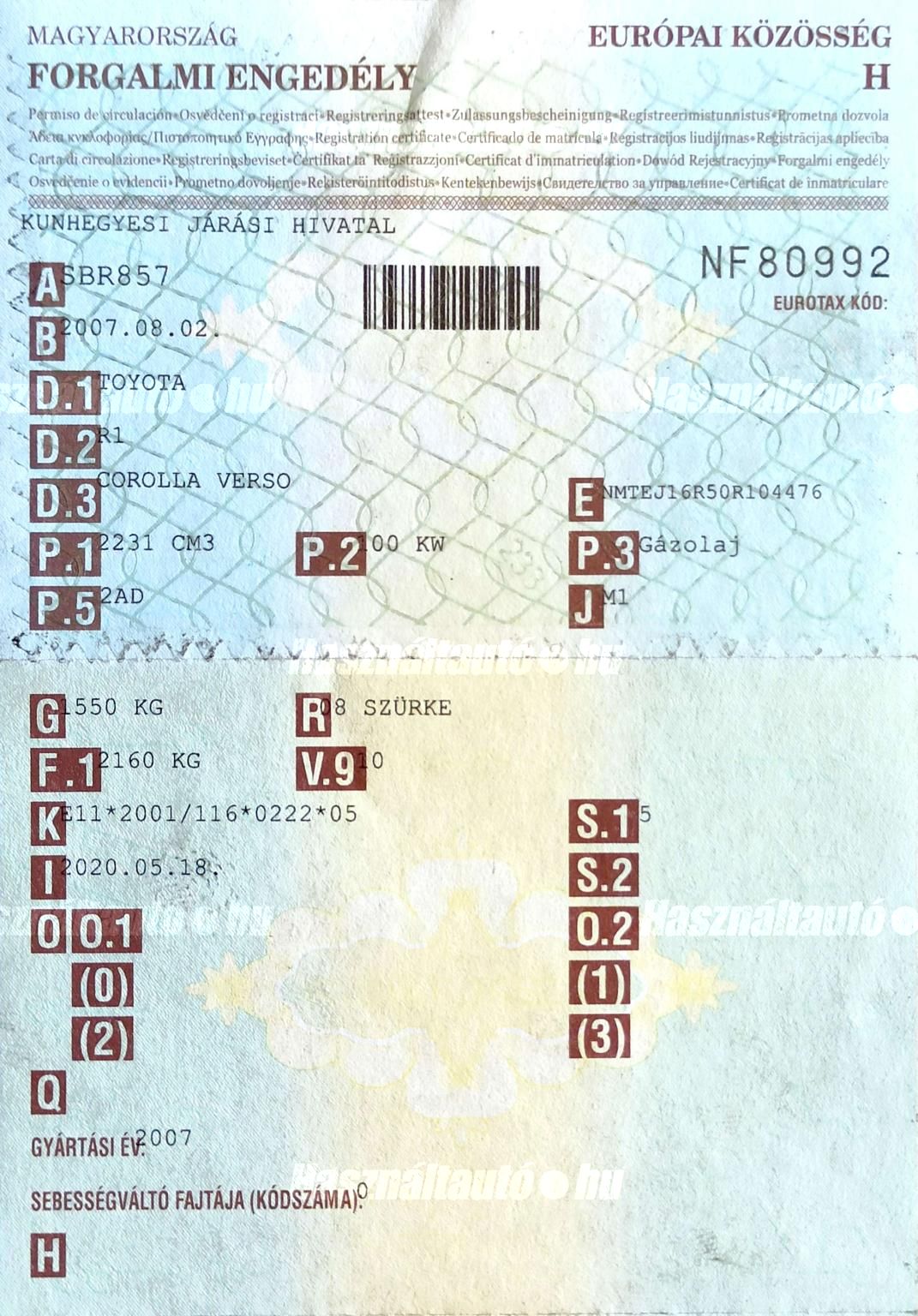 Eladó TOYOTA COROLLA VERSO Egyterű (2007) | Használtauto.hu