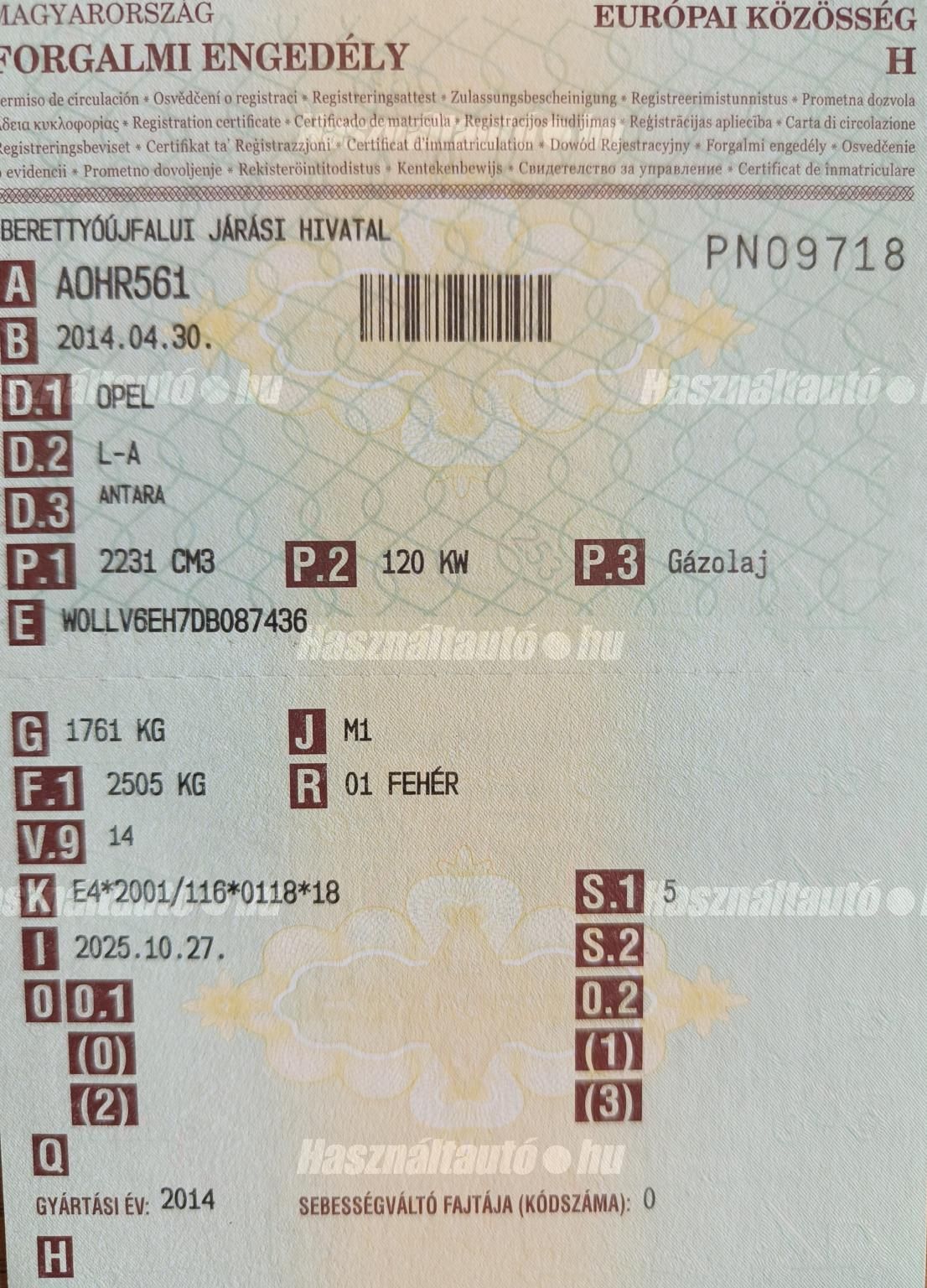Eladó OPEL ANTARA Városi terepjáró (crossover) (2014) | Használtautó.hu