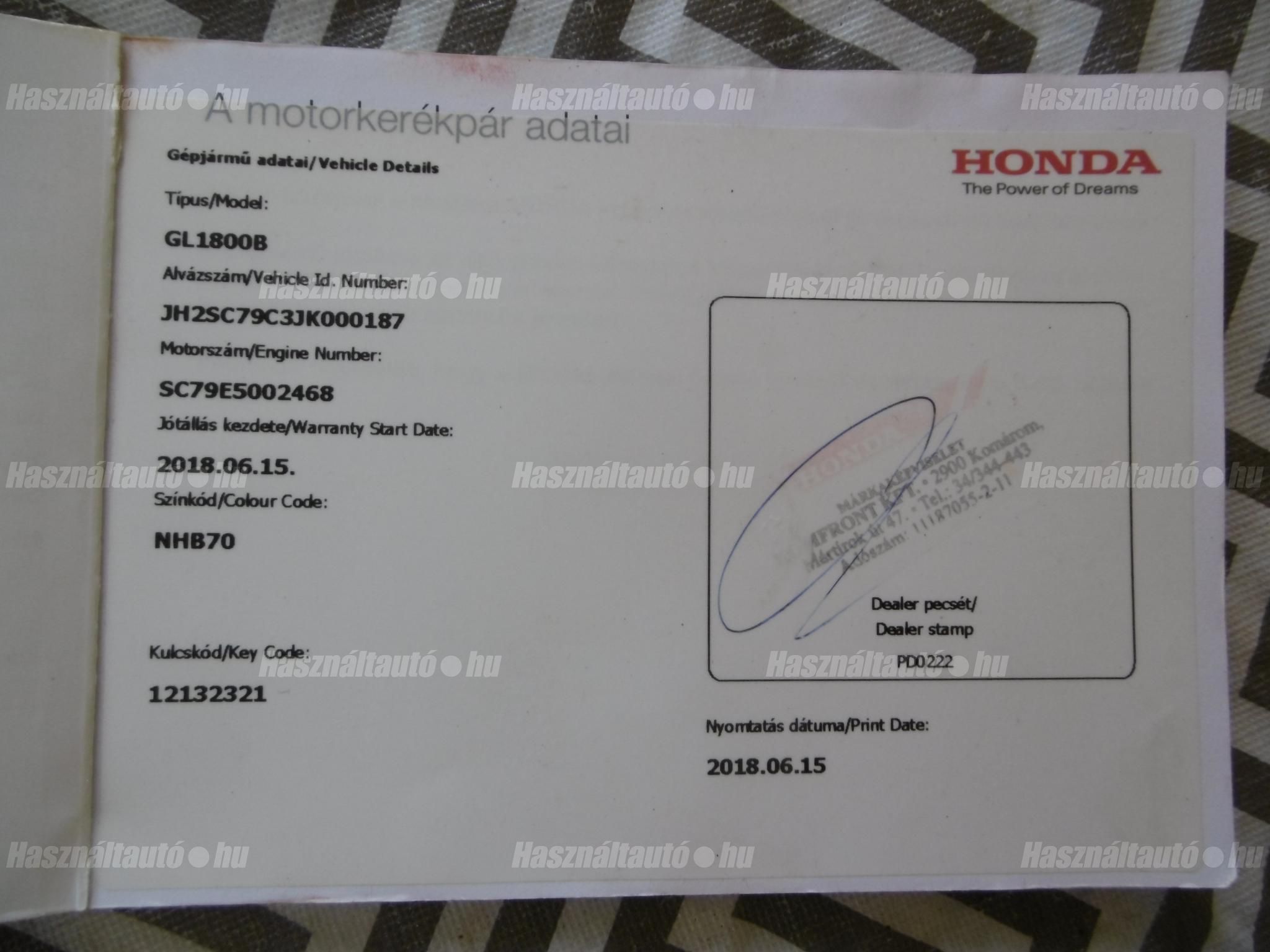 Eladó HONDA GL 1800 (GOLD WING) 1 833 cm³ (2018) Motorkerékpár ...
